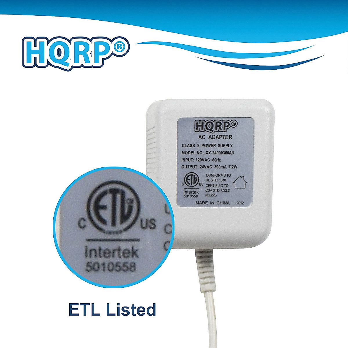 HQRP C Wire Adapter 24V AC Transformer Compatible with Ecobee Nest Honeywell Emerson Ecobee4 Smart WiFi Thermostat, 25ft Cable, White, ETL Listed