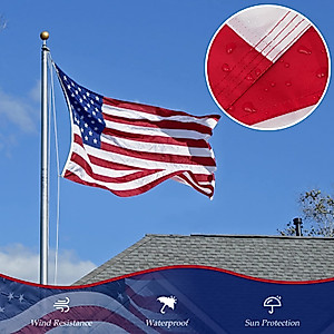 American Flag, Thickened Nylon US Flag, Durable American Flags for Outside 3x5, American Flag with Embroidered Stars & Brass Grommets, Bright Color USA Flag, Anti-Tear American Flags for Outdoor