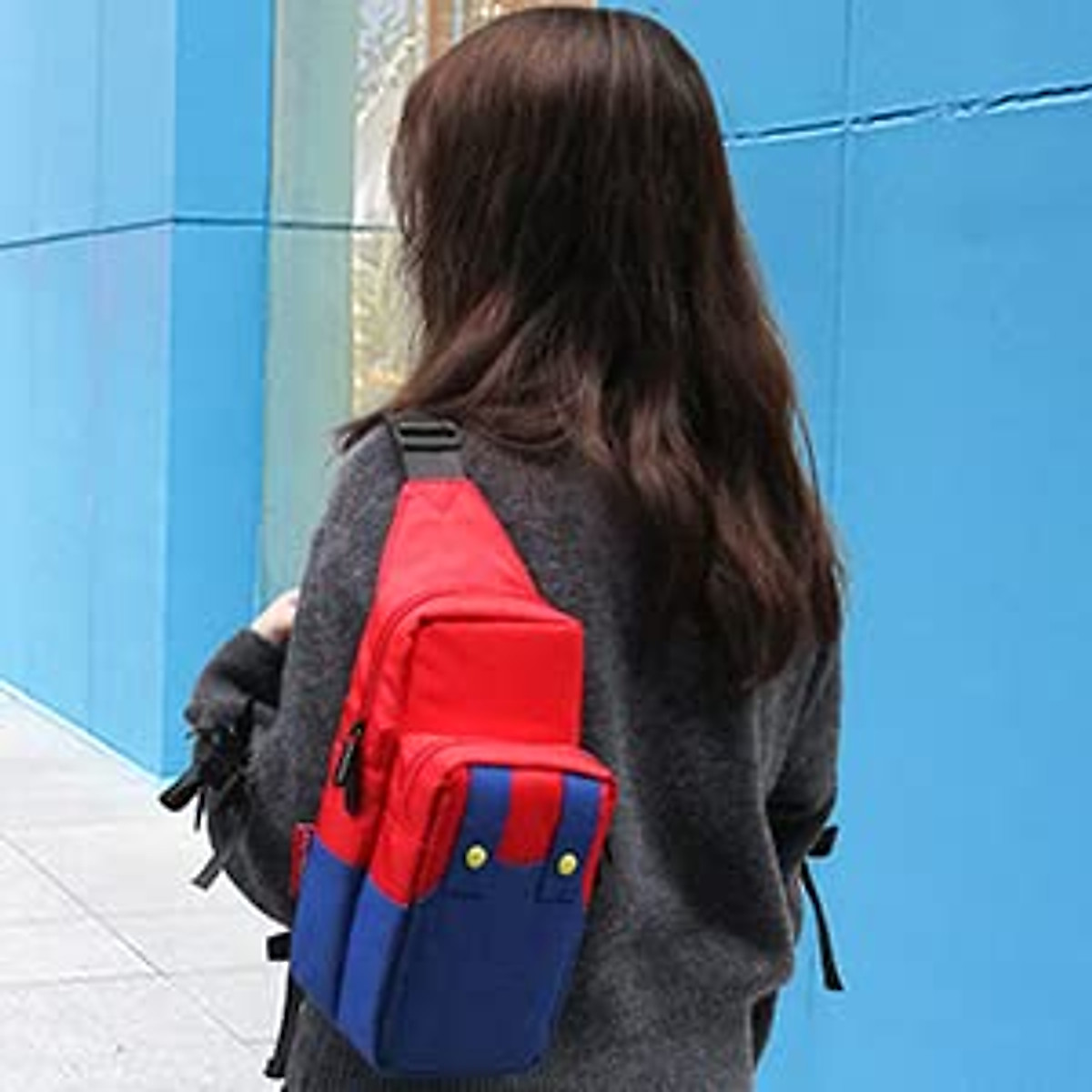 Super Mario Switch OLED Travel Carrying Case Bag,Portable Small Sling Crossbody Shoulder Backpack for Switch Lite/Steam Deck Console&Accessories,Storage Game Controller for Hiking Walking Biking