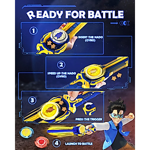 Infinity Nado Stadium - Battling Tops Burst Toy for Boys Grils Age 8-12 - Including Beystadium, 2 Gaming Top Toys, 2 Sword Launcher - Sapphire Blue and Flame Red