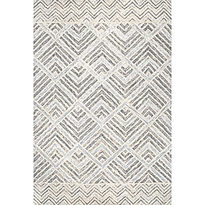 nuLOOM Taytum Handmade Wool Diamond Trellis Area Rug, 6' x 9', Grey