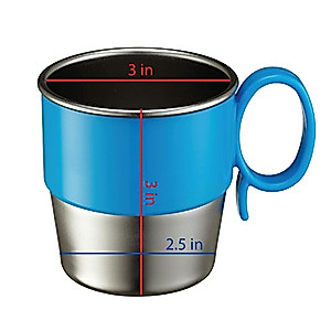 Innobaby Din Din Smart Stainless Steel Cup (9 oz) with Handle for Babies, Toddlers and Kids. BPA Free, Blue