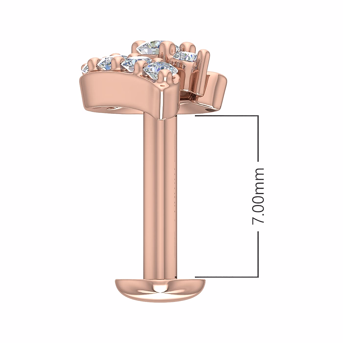 FINEROCK 0.09 Carat Diamond Nose Pin in 18K Rose Gold