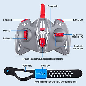 Powerextra LED Gesture Rc Car, 4WD 2.4GHz Remote Control Gesture Sensing Car, Double Sided 360° Rotating Transform Off Road Rc Stunt Car with Lights & Dance for 6-12 Year Old Boys & Girls