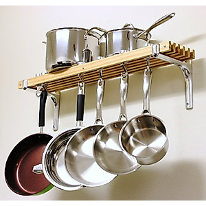 Cooks Standard Wall Mounted Wooden Pot Rack, 36 by 8-Inch