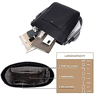 HKCLUF Crossbody Bags for Women Vegan Leather Boho Bucket Bag With 2PCS Replacement Leopard Guitar Strap Crossbody Purse and Handbags(Black)