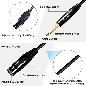 Devinal Female XLR to Dual 1/4" inch Y Cable, XLR Female to Double Quarter inch 6.35mm Mono TS Splitter Plug Mic Microphone Audio Converter Adapter 10 Feet 3m