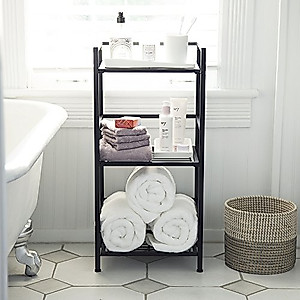 Flipshelf-Folding Metal Bookcase-Small Space Solution-No Assembly-Home, Kitchen, Bathroom And Office Shelving-Black, 3 Shelves, Narrow