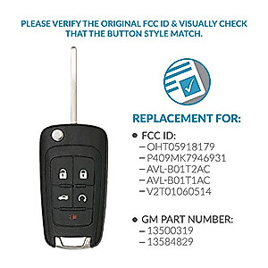 Keyless2Go Replacement for 5 Button Proximity Smart Key Cheverolet Buick GMC Remotes OHT05918179