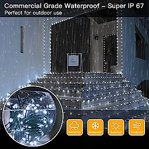 Ollny Christmas Lights Outdoor, Super Long 300FT 900LED White Christmas Lights, 8 Mode Christmas Tree Lights with Remote, IP67 Waterproof Fairy String Light Plug in for Indoor Xmas Decorations