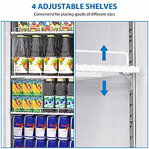 Towallmark Commercial Display Refrigerator, 11.3 Cu.Ft. Beverage Refrigerator Display Fridge, Upright Glass Door Merchandiser Fridge Beverage Cooler with LED Light, Adjustable Shelves