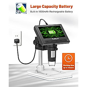 Elikliv EDM4 4.3" Coin Microscope, LCD Digital Microscope 1000x, Coin Magnifier with 8 Adjustable LED Lights, PC View, Windows Compatible