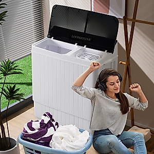 28Lbs Portable Washing Machine, Twin Tub Washing Machine Laundry Compact Washer spinner Combo with Drain Pump and Spin Cycle, 18Lbs Washer and 10Lbs Spinner dryer for Apartments RVs and Dorms