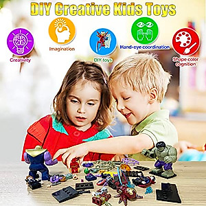 Mini Figures for Building Blocks Kit, 10 PCS Superhero Minifigures Stuffers Set with Bases, Action Figures Toys Gifts for Birthday, Christmas, Easter, Children's Day for Superhero Fans Kids Boys Girls