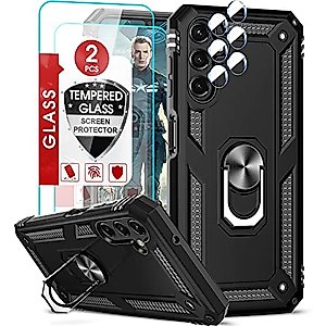 LeYi for Galaxy A14 5G Phone Case, Samsung Galaxy A14 5G Case with [2 Pack] Screen Protectors and Camera Lens Protector, Military-Grade Heavy Duty Case with Ring Stand for Samsung A14 5G, Black