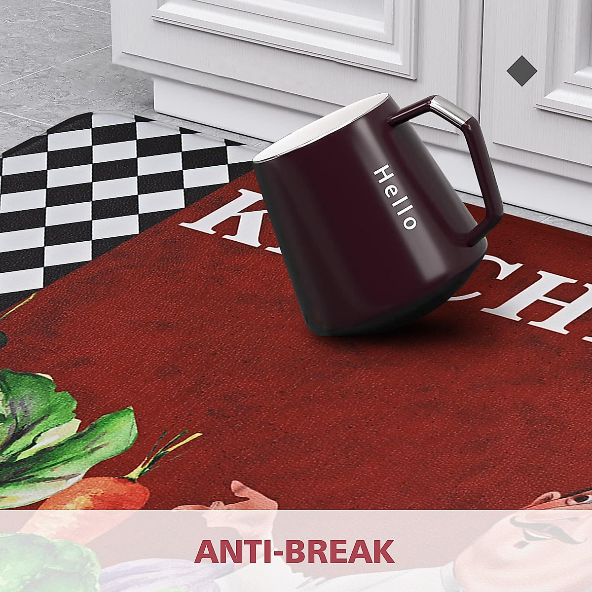 FRAMICS Chef Kitchen Rugs Sets of 2, Non Slip Cushioned Kitchen Mats for Floor Comfort PVC Mat, Waterproof Kitchen Mats and Rugs, Memory Foam Kitchen Floor Mat for Kitchen, 17 x 47 + 17 x 30 Inch