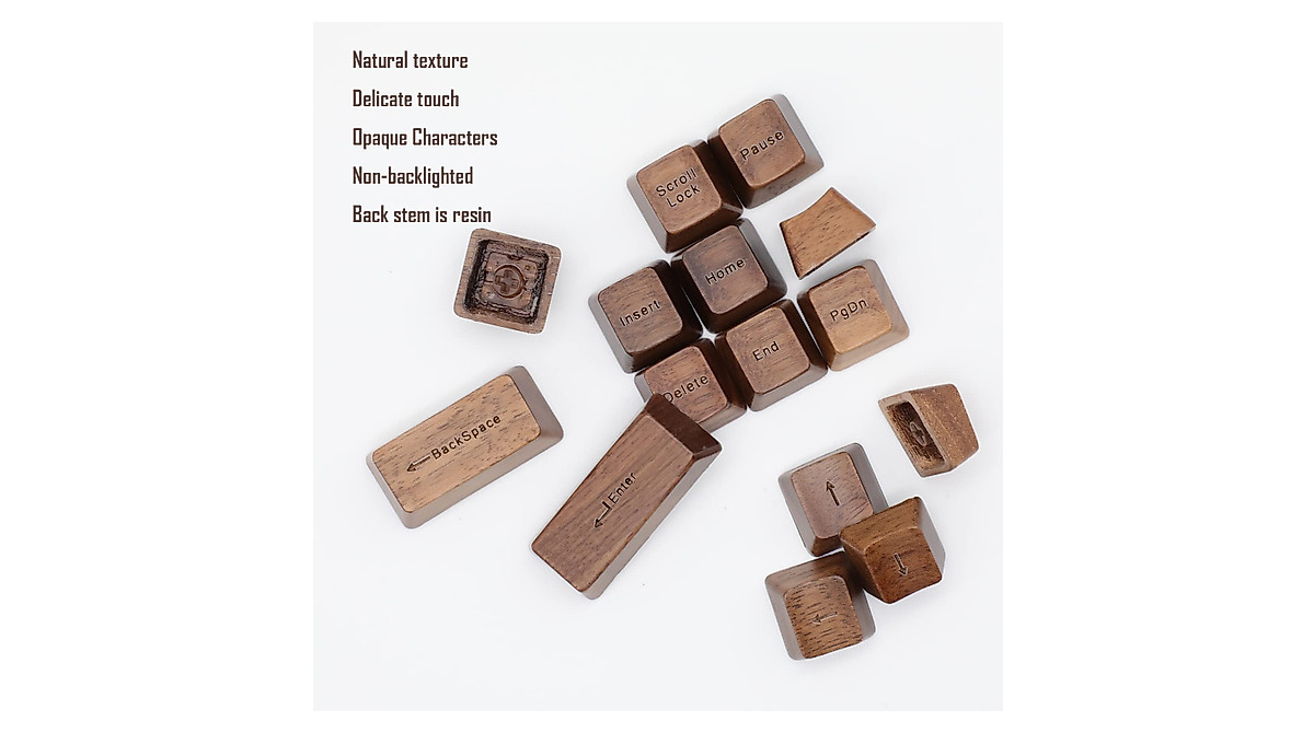 INLAND Walnut Wood Keycap for Mechanical Keyboard - Handmade OEM Profile