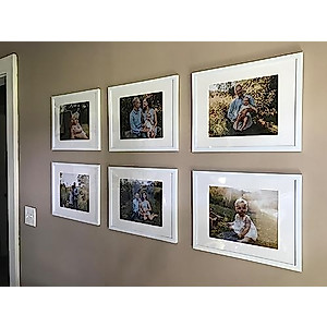 upsimples 11x14 Picture Frame Set of 5, Display Pictures 8x10 with Mat or 11x14 Without Mat,Wall Gallery Photo Frames, White