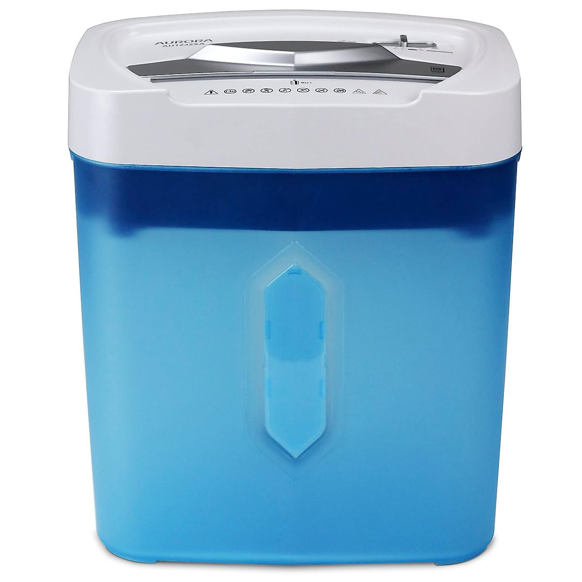 Aurora AU1232XA Anti-Jam 12-Sheet Crosscut Paper/ Credit Card Shredder with 5.2-Gallon Wastebasket (White/ Semi Translucent Blue)