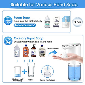 WSONVO Touchless Automatic Foam Soap Dispenser - Adjustable Foam Levels, Infrared Sensor, for Bathroom, Kitchen, Office, Hotel - 9.5oz/280ml