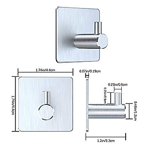 Yosemy [4 Pack Nail-Free Bathroom Towel Hook, Heavy Duty Wall Hooks Adhesive Hooks Waterproof Stainless Steel Hooks for Hanging Coat Hat Towel Robe Hook- Bathroom and Bedroom