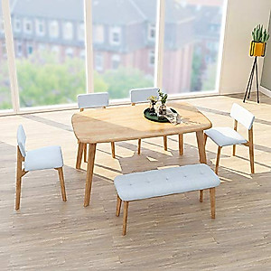 WoodShine Mid Century Modern Real Solid Wood Dining Table, Working Desk,47 Inch,Natural…