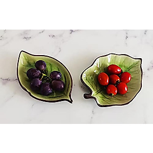 Ceramic Spoon Rest Cooking Spoon Holder for Kitchen Counter/Stove Top/Dining Table with Cute Spoon, Leaf Shaped, Modern Farmhouse Decorative, 6.7x3.9 inch