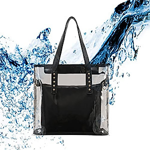 Arnosoar Clear Tote Bags Handbag Purse for Women Shoulder Beach Bag Set Large Transparent Black