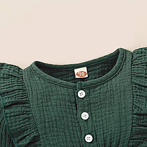 Saeaby Baby Girl Clothes 3-6 Months Infant Girl Clothes Fall Baby Long Sleeve Romper Ruffle Green One Piece Romper Bodysuit Cute Outfit for Girl