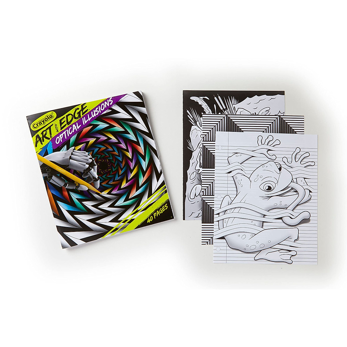 Crayola Art With Edge Optical Illusions Coloring Pages (40pgs), Adult Coloring, 3D Art, Gift for Teens & Adults