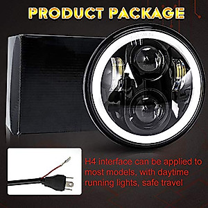 UNI-SHINE 4pcs 5 3/4" 5.75 LED Headlights with High Low Beam Amber turn signal White DRL, 5 3/4 led headlight Halo Ring