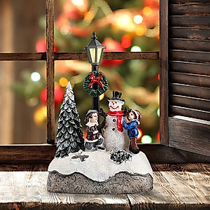 Wiexiang Christmas Village Set Decorations,Resin LED Warm Lights Christmas Tree Figurines, Mini Snowman Christmas Decorations, Christmas Village House Gift Sets, Collectible Buildings…