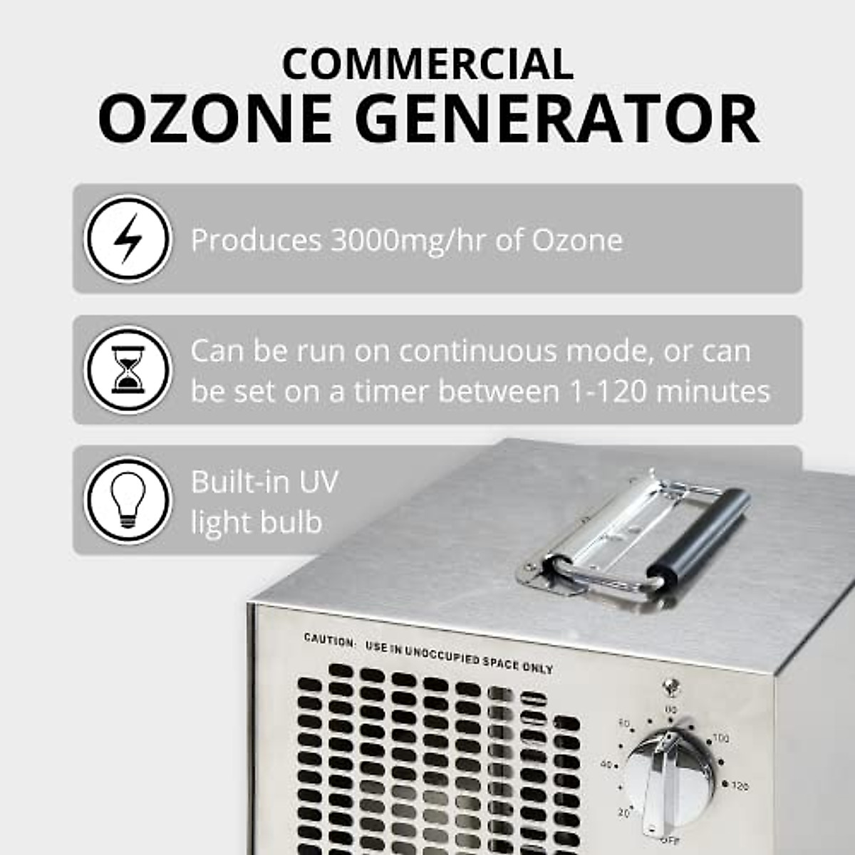 New Comfort Stainless Steel SS-700 Commercial Odor Removing Ozone Generator and Air Purifier Cleaner