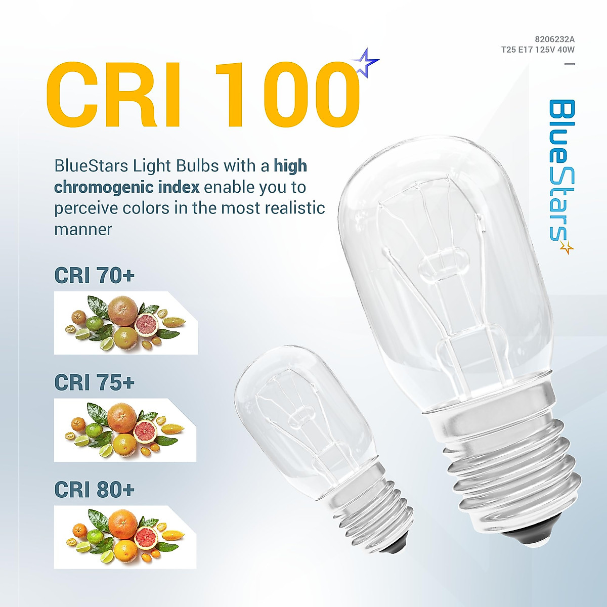 BlueStars 8206232A Whirlpool Microwave Light Bulb Kei 125V 40W Microwave Bulb E17 Fits Whirlpool Maytag Lava Lamps Salt Lamp Bulbs - Replaces 1890433 8206232 AP4512653 (3 Packs)