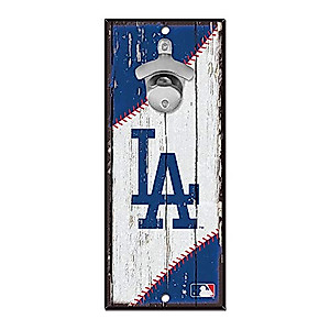 WinCraft MLB Los Angeles Dodgers Bottle Opener5x11 Wood Sign Bottle Opener, Team Colors, 5"x11"