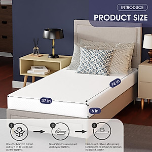 PayLessHere Gel Memory Foam Mattress,Mattress for Cooling Sleep & Pressure Relief, Mattress in a Box with Washable and Removable Zipper Cover,Fiberglass Free,CertiPUR-US Certified,6 Inch Twin