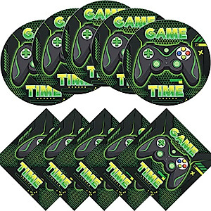 Video Games Party Tableware Supplies Set, 20 Plates and 20 Napkins,Video Games Theme Party Baby Shower Birthday Decorations