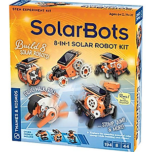 Thames & Kosmos SolarBots: 8-in-1 Solar Robot STEM Experiment Kit | Build 8 Cool Solar-Powered Robots in Minutes | No Batteries Required | Learn About Solar Energy & Technology | Solar Panel Included