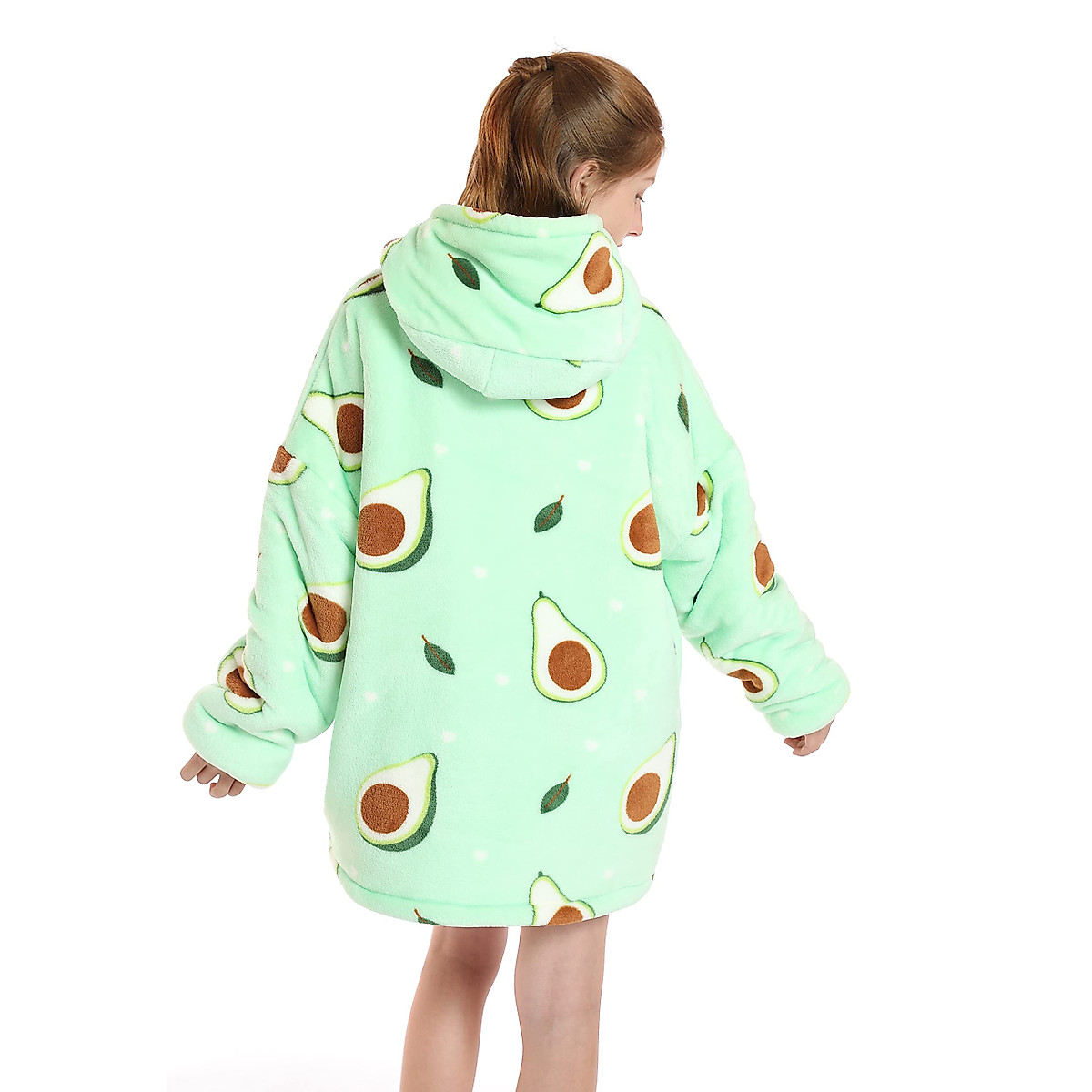 SZCMSM Hoodie Blanket for Kids Boys Girls Oversized Wearable Blanket Sweatshirt with Pockets,Avocado Green