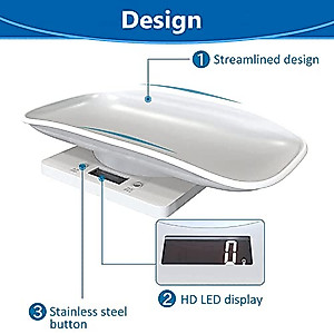 Small Animal Scale - LCD Electronic Scales with 3 Weighing Modes Multifunctional Digital Pet Scale for Ferret Hamster Hedgehog Lizard New Born Kitten Puppy (Max: 22lbs) (White)