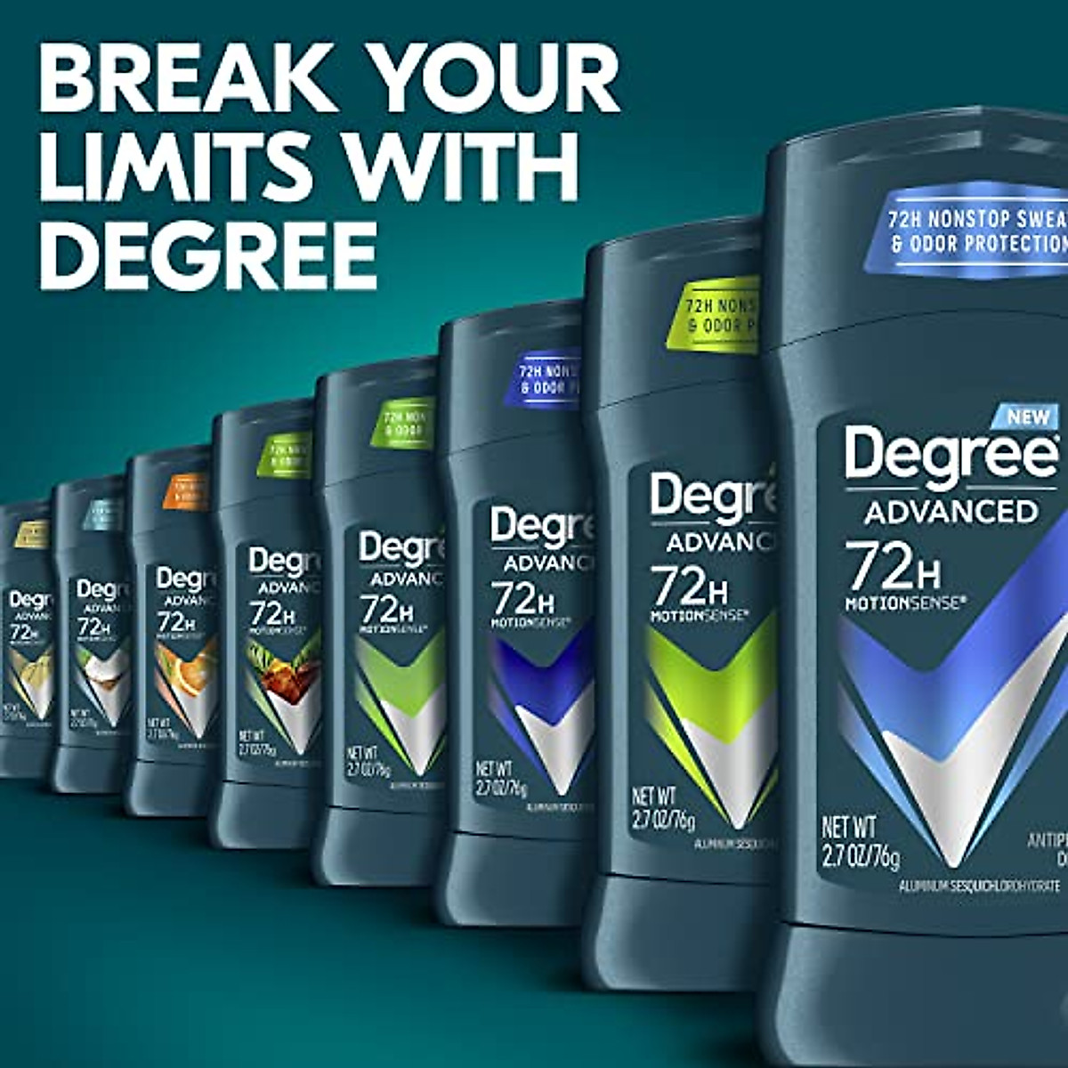 Degree Men Advanced Protection Antiperspirant Deodorant Cool Rush 4 count 72-Hour Sweat and Odor Protection Antiperspirant For Men With MotionSense Technology 2.7 oz
