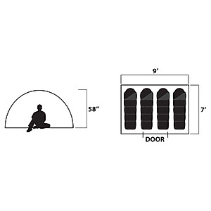 Gigatent 4 Person Camping Tent – Spacious, Lightweight, Heavy Duty Backpacking Tent - Weather and Flame Resistant Outdoor Hiking Gear – Fast and Easy Set-Up – 9’x7’ Floor, 58” Peak Height