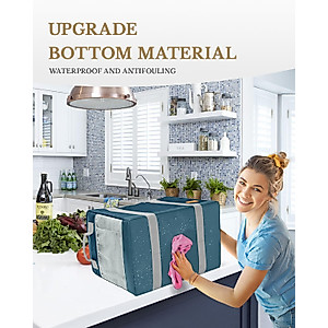 WONDAY Large Stand Up Utility Tote Bag, Reusable Grocery Bags Foldable with Waterproof Bottom (Dark Blue, X-Large)