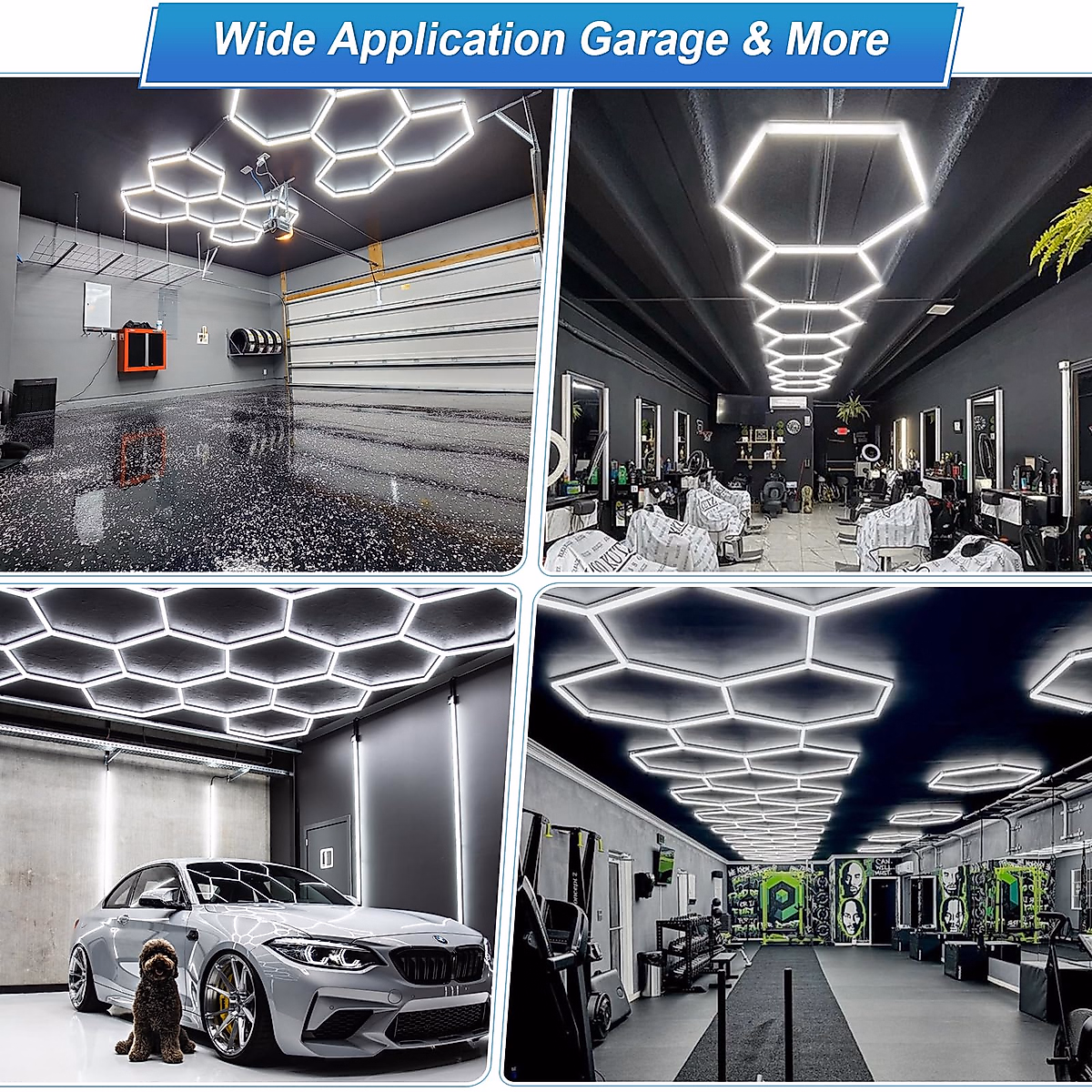 LZHOME LED Hexagon Garage Light: Upgraded 10-100% Dimmable LED Garage Hexagon Lights, 25 Packs LED Light, 26400LM Super Bright Ceiling Honeycomb Hexagon LED Lights for Garage Gym Basement Hair Salon