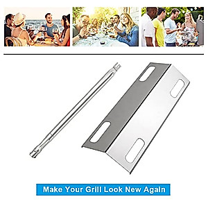 Plowo Stainless Steel Grill Replacement Parts for 3 Burner Ducane Affinity 3000 Series, 3100 3200 3400, 4100, 4200, 4400, 31421001, 18" Burner Tubes and 15 3/8" x 6" Grill Heat Plates BBQ Repair Kit