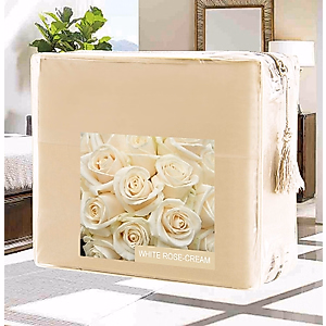 Elegant Comfort Luxury Duvet Cover Set on Amazon Wrinkle-Free 1500 Thread Count Egyptian Quality 3-Piece Duvet Cover Set - Flowers Collection Full/Queen, Cream