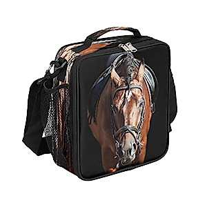 3D Horse Insulated Lunch Bag for School Office Work,Animal Horse Reusable Lunch Tote Bag with Adjustable Shoulder Strap, Leakproof Lunch Box Cooler Bag for Women/Men