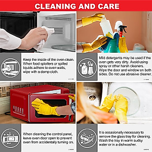 Galanz GLCMKZ07RDR07 Retro Countertop Microwave Oven with Auto Cook & Reheat, Defrost, Quick Start Functions, Easy Clean with Glass Turntable, Pull Handle.7 cu ft, Red