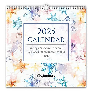 CRANBURY Large 12x12 Wall Calendar 2025 (Seasons), Square Hanging Calendar, Big Grid, Colorful Seasonal Monthly Designs