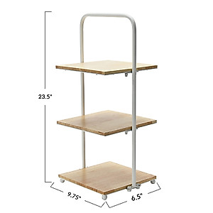 Creative Co-Op Modern Decorative 3 Shelves Solid Wood Kitchen Coffee or Tea Station and Plant Holder, White Tiered Tray